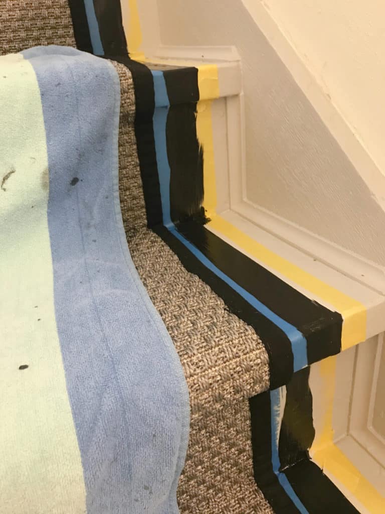 How to Paint Stairs and the Striped Staircase Makeover - Deeply ...